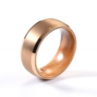 China Geometric 8mm Mens Wooden Wedding Ring Olive Wood Insert Rose Gold Tungsten Carbide Beveled Edges Comfort Fit for sale
