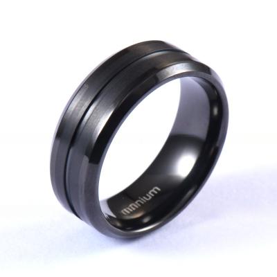 China 8mm Black Matte Titanium Wedding Ring with Single Groove Design for Men - Premium Quality for sale