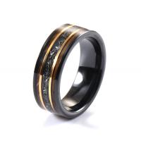 China 8mm Tungsten Carbide Ring Gold Line Whiskey Barrel Wood Meteorite Inlay Men Wedding Band for sale
