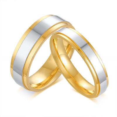 China 4mm & 6mm Stainless Steel Couple Rings with IP Gold Plating for Children's Party Events for sale