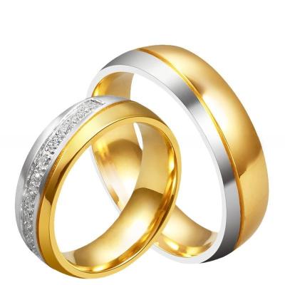 China 6mm Gold Plated CZ Inlay Men's Stainless Steel Wedding Ring with Comfort Fit and Third Party Appraisal for sale