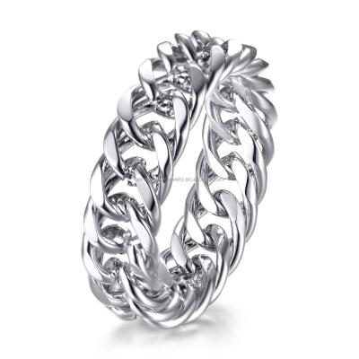 China 6mm Stainless Steel Chain Ring with Invisible Setting Inlay Technology - Silver Gold Unisex Jewelry for sale