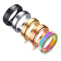 China 6mm Stainless Steel Wedding Band Ring Rotatable Adjustable Gold Rose Gold Plated Rainbow for sale