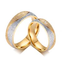 China Diamond Shape Galaxy Stainless Steel Ring Silver 18K Gold Plated Two Tone Sandblasted 6mm for sale