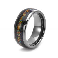 China 8mm Dome Tungsten Nebula Ring with Opal and Blue Sandstone Inlay - Men's Galaxy Wedding Band for sale