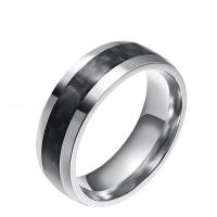 China 8mm Stainless Steel Carbon Fiber Inlay Wedding Band Polished Comfort Fit Unisex for sale