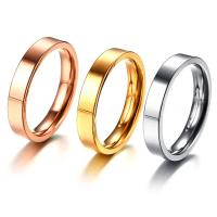 China 4mm Stainless Steel Flat Rings for Women - Silver/Rose Gold/Gold Plated Stackable Signet Jewelry for sale