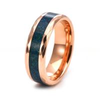 China 8mm Blue Opal Wedding Band Rose Gold Tungsten Ring Faceted Crushed Opal Inlay Luxury Engagement Promise Ring for sale