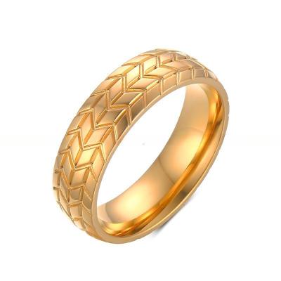 China 6mm Stainless Steel Tire Tread Ring for Couples - Wedding Engagement Gift with Unique Automotive Design for sale