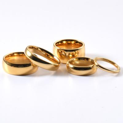 China Geometric Tungsten Carbide Ring 18k Gold Plated Domed Polished Finish Wedding Band 2mm 4mm for sale