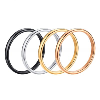 China 2mm Stainless Steel Wedding Band Ring - Domed High Polish Comfort Fit in Gold, Rose Gold, Silver & Black for sale