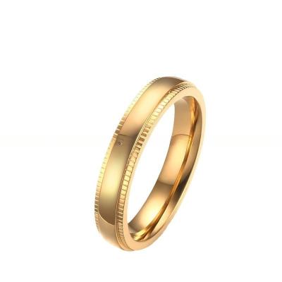 China 4mm Stainless Steel Gear Wheel Wedding Rings - Gold Plated High Polish Finish for Men and Women for sale