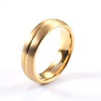 China 18K Gold Plated 6mm Tungsten Wedding Band Ring Grooved Classic Unisex Engagement Gift for sale