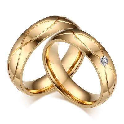 China Channel Setting Stainless Steel Promise Rings Gold Filled with White CZ - 5-10 Day Sample, 15-25 Day Production for sale