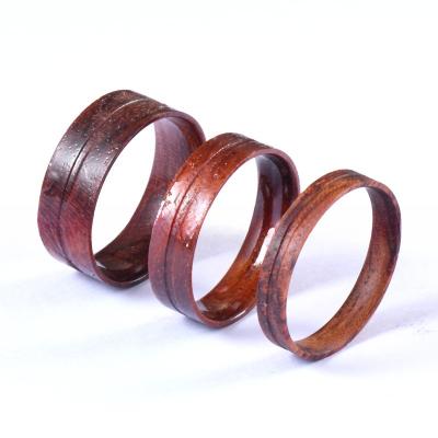 China 4mm 6mm 8mm Polished Rosewood Ring Core Blanks for DIY Jewelry Making and Wedding Bands for sale