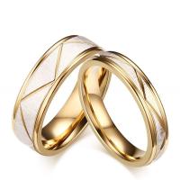 China Stainless Steel Gold Couples Promise Rings 6mm Men 4mm Women Wedding Band Set for sale