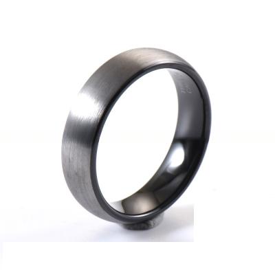 China 6mm Two-Tone Silver Black Tungsten Carbide Wedding Ring - Domed Comfort Fit for Men and Women for sale