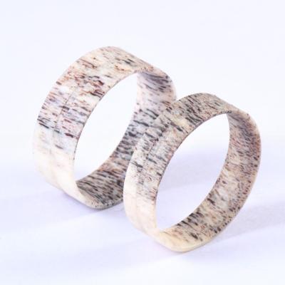 China Natural Deer Antler Ring Core Blanks 6mm 8mm Comfort Fit Wedding Inlay for sale