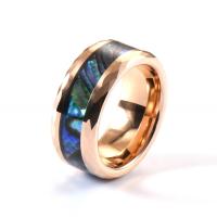 China 8mm Rose Gold Abalone Shell Inlay Tungsten Ring Men Wedding Engagement Band for sale
