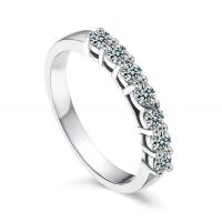 China 925 Sterling Silver Round Cut Moissanite Eternity Wedding Ring for Women - Genuine Diamond Simulated Jewelry for sale