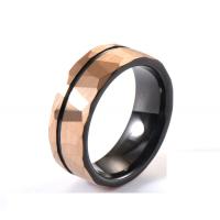 China Tungsten 8mm Black Rose Gold Faceted Ring Geometric Engagement Anniversary Jewelry for sale