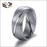 China 8mm Black Plated Damascus Steel Wedding Ring for Men with Third-Party Appraisal Certification for sale