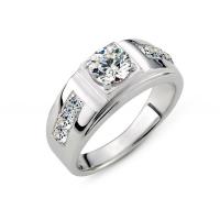 China 1Ct Solitaire Diamond Zircon Ring S925 Sterling Silver Round Cut Unisex Engagement Anniversary Jewelry for sale