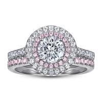China 925 Sterling Silver Bridal Ring Set with Round Cut CZ Stones - Engagement & Wedding Rings 5-25 Day Production for sale