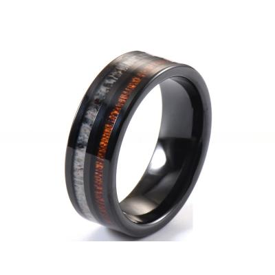 China 8mm Tungsten Carbide Koa Wood Antler Ring Channel Setting Inlay Wedding Band for Men Women for sale
