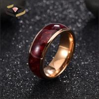China 8mm Rose Gold Tungsten Wedding Band with Red Box Elder Wood Inlay - Men's Comfort Fit Ring for sale