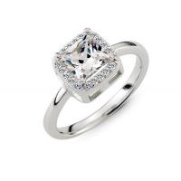 China Women's 925 Sterling Silver Square Solitaire Cubic Zirconia Engagement Ring with CZ Stone and Eternity Band for sale
