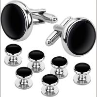China Brass Cufflinks and Studs Set for Tuxedo Formal Wear - Professional Business Wedding Shirt Accessories 5-10 Day Sample for sale