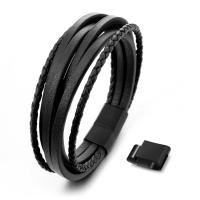 China Men's Leather Bracelet with Clasp Closure and Cowhide Multilayer Braided Design - 8mm Width, Adjustable Fit for sale