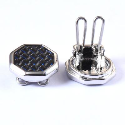 China Carbon Fiber Inlay Cufflinks & Button Covers Set - Black & Blue Options for Dress Shirts 15-25 Day Production for sale