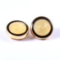 China Coffee Epoxy Inlay Brass Button Cover Cufflinks 20mm Round for Men's Dress Shirts for sale