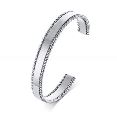 China Geometric Stainless Steel Open Cuff Bangle - Adjustable Twisted Design for Men with 5-10 Day Sample Delivery for sale