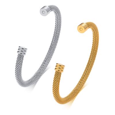 China Gold Cuff Wrap Bracelet with Open Wide Mesh Pattern - Adjustable 6-8 Inch Wrist Size for Women's Birthday Gift for sale