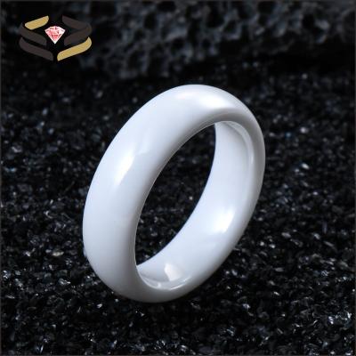 China Dome Polished White Ceramic Wedding Band Ring with Third Party Appraisal Certificate for Men Engagement for sale