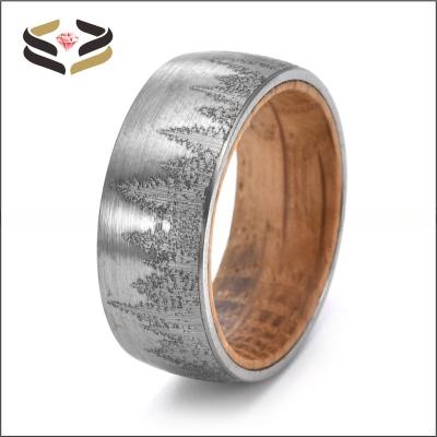 China Men's Forest Wood Ring with 8mm Wood Liner - Custom Design & Third Party Appraisal Certificate for sale