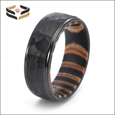 China 8mm Tungsten Ring with Wood Liner - Third Party Appraised Wedding Band for Men in Multiple Sizes for sale