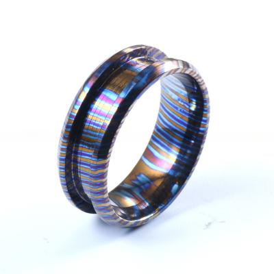 China Custom Handmade Timascus Ring Blank Inlay 8mm Width Natural Color Men Third Party Certificate for sale