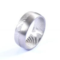 China 8mm Damascus Steel Ring Inlay Silver Tungsten Wedding Band Men Fashion Jewelry for sale