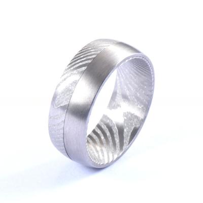 China 8mm Damascus Steel Ring Inlay Silver Tungsten Wedding Band Men Fashion Jewelry for sale
