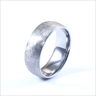 China 8mm Cobalt Chrome Ring Brush Finish Mens Wedding Band Custom Logo Trendy Style for sale