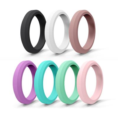 China 4mm Women's Silicone Wedding Band with Beveled Edges - Breathable Comfort Ring Alternative for sale