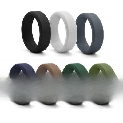 China 8mm Beveled Edge Rubber Wedding Bands with Geometric Patterns for CrossFit and Active Lifestyles for sale