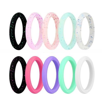 China Women's 2.7mm Silicone Wedding Band with Channel Setting Technology and Multi-Color Options for sale