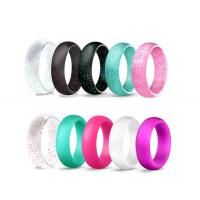 China 5.7mm Wide Breathable Silicone Wedding Rings - Unisex Geometric Design in Multiple Colors for Anniversary Gifts for sale