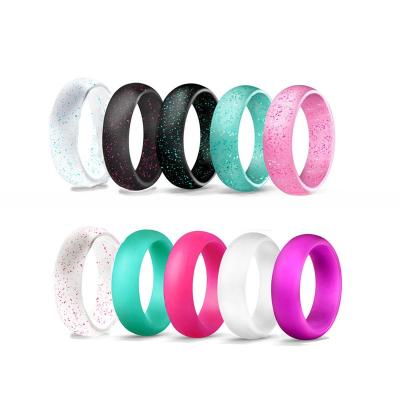 China 5.7mm Wide Breathable Silicone Wedding Rings - Unisex Geometric Design in Multiple Colors for Anniversary Gifts for sale