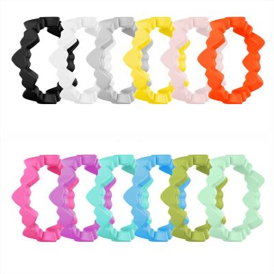 China Women's Heart Shape Silicone Wedding Bands 6mm Wide 2mm Thick - Comfortable Durable Ring for sale